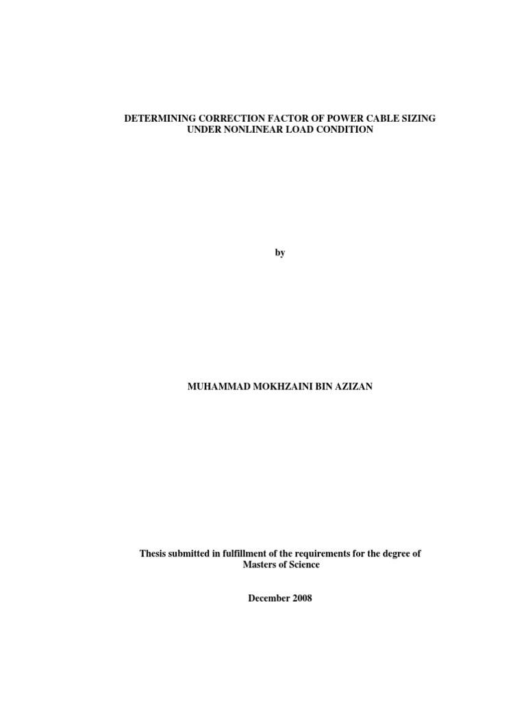 Determining Correction Factor of Power Cable Sizing | PDF