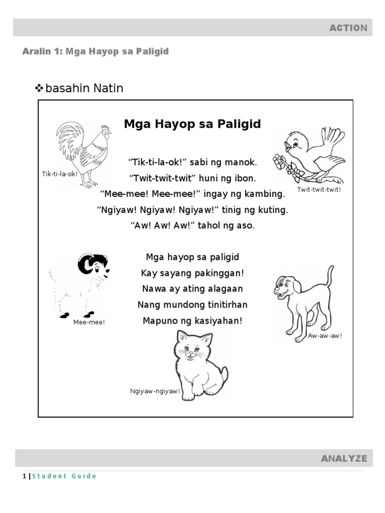 1-Mga Hayop Sa Paligid | PDF