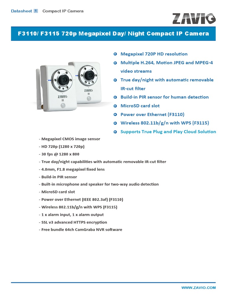 F3110/ F3115 720p Megapixel Day/ Night Compact IP Camera | PDF ...