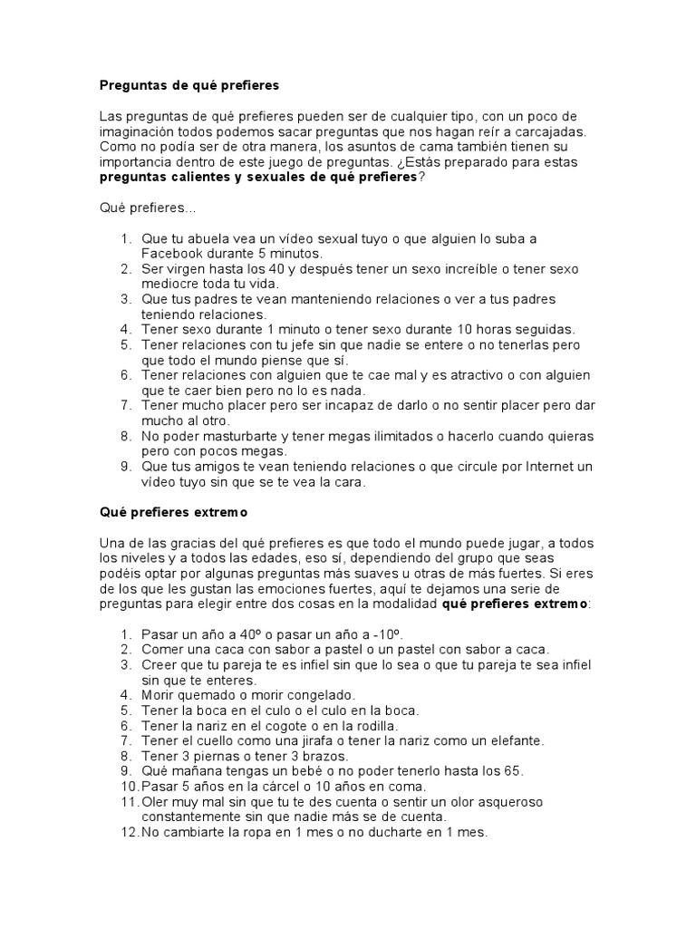 Preguntas de Qué Prefieres | PDF