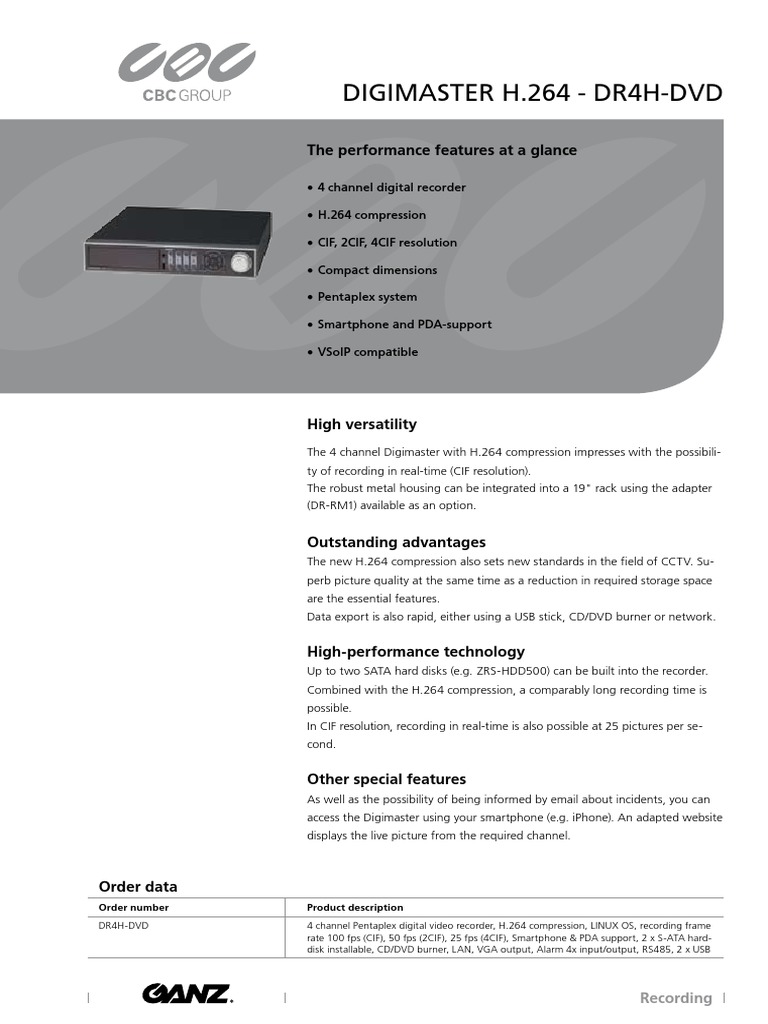 Digimaster H.264 - Dr4H-Dvd: The Performance Features at A Glance | PDF ...