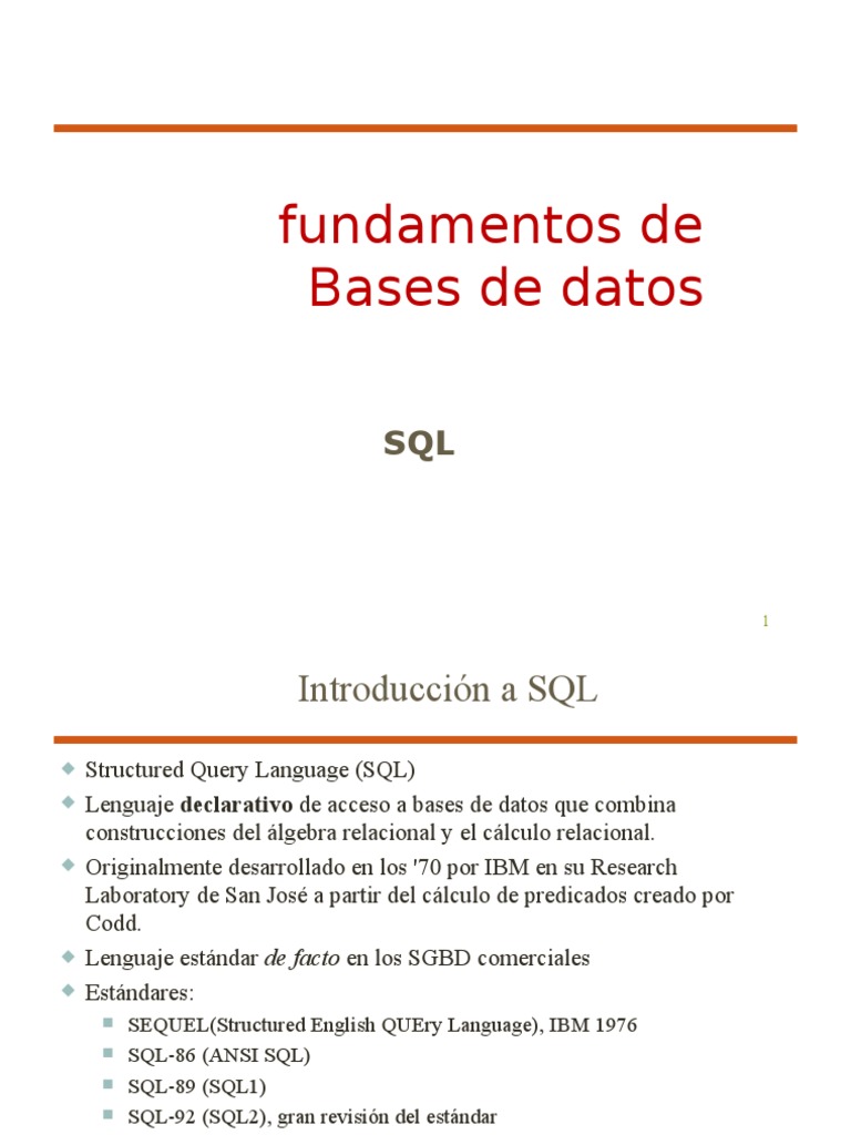 Introducción Al SQL | PDF | SQL | Bases de datos Introducción Al SQL | PDF | SQL | Bases de datos