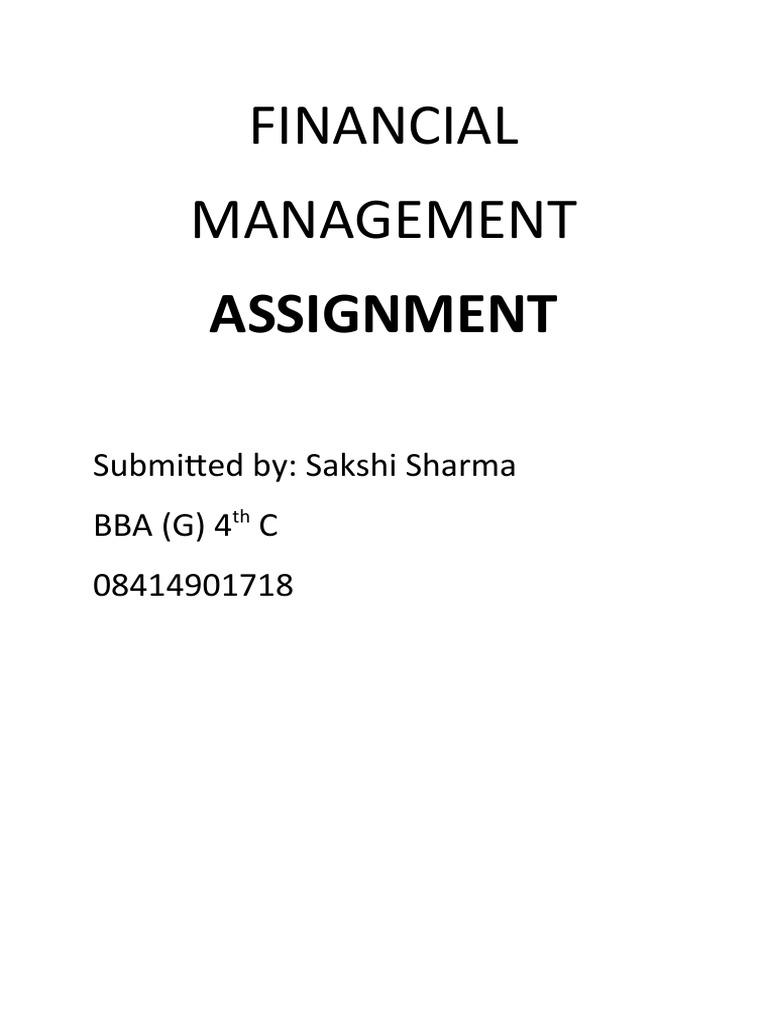 Financial Management: Assignment | PDF | Working Capital | Credit