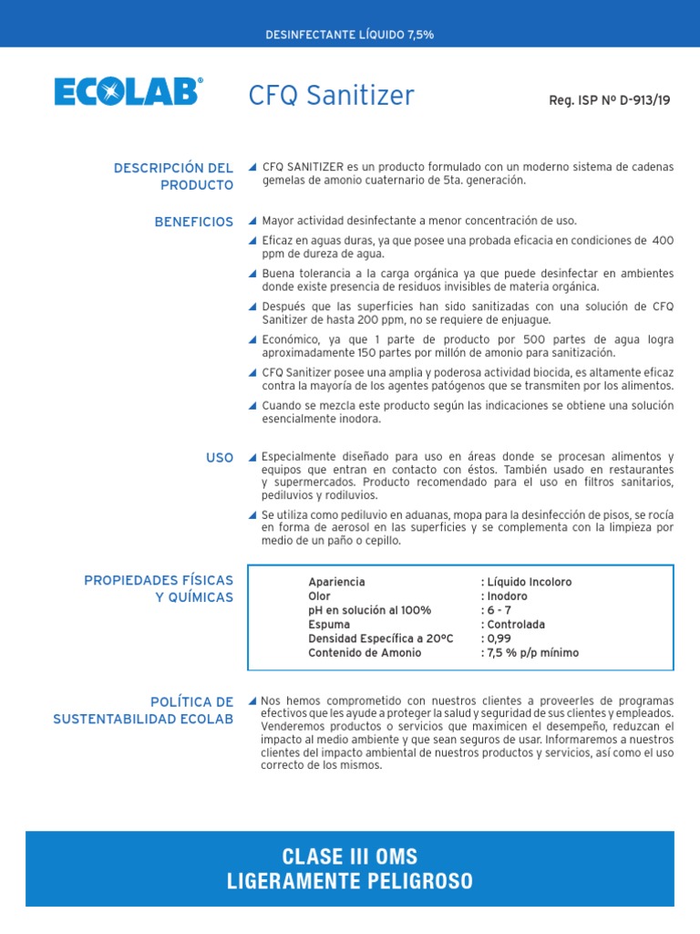 CFQ Sanitizer - FT - Rev2019 - V01 | PDF | Agua | Combustión