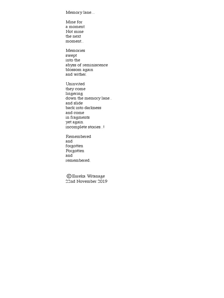 The Cycle of Memories: A Poetic Reflection | PDF | Art | Poetry