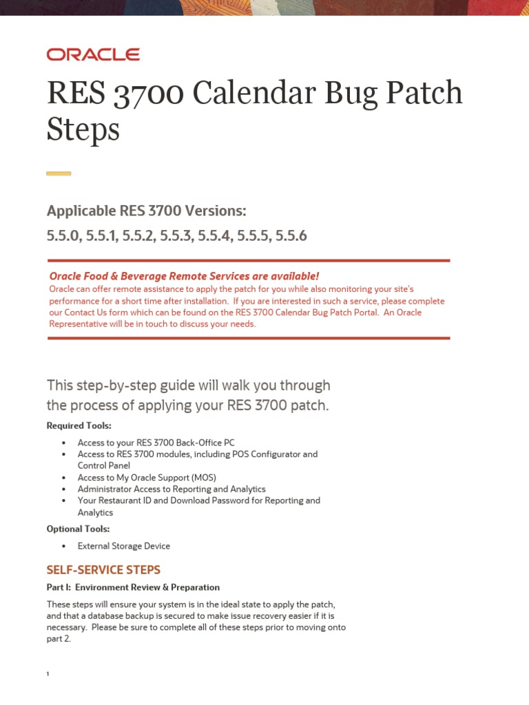 RES 3700 Calendar Bug Patch Guide | PDF | Point Of Sale | Zip (File Format)