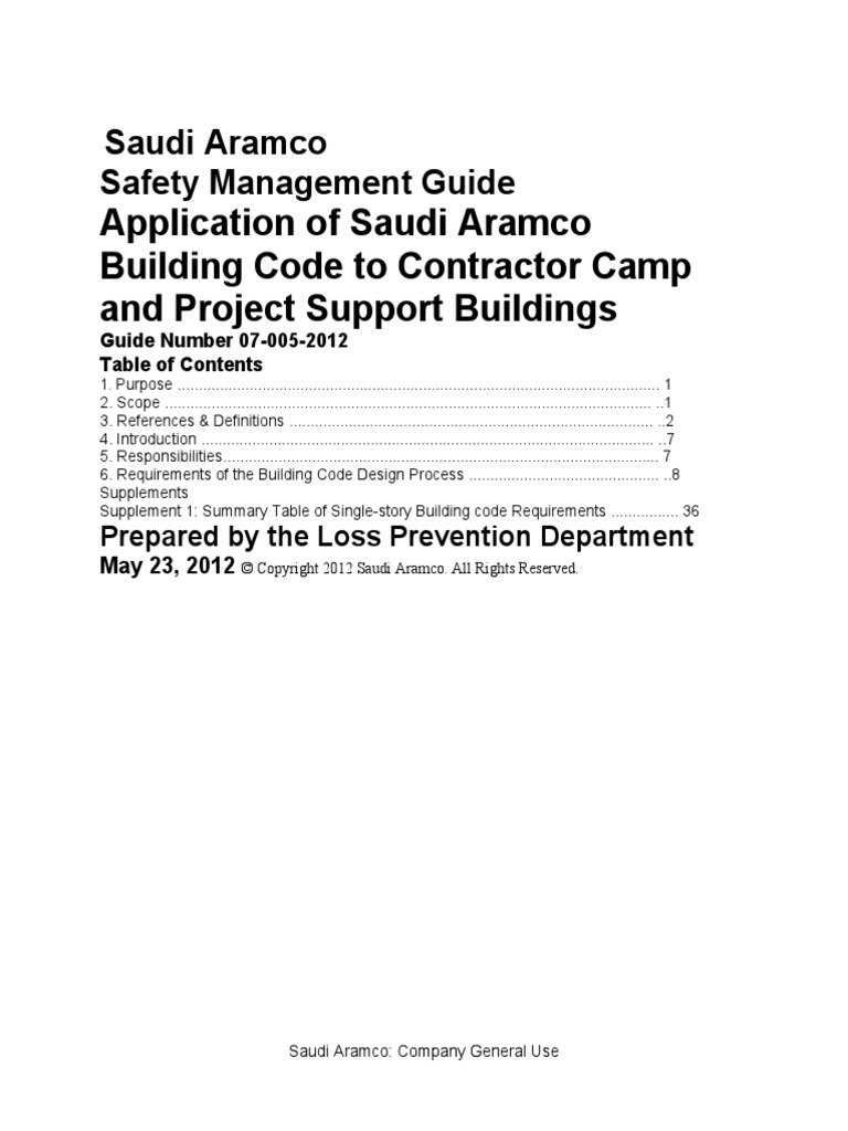 CONTRACTOR BUILDING CODE Saudi Aramco | PDF | Fire Sprinkler System | Fires