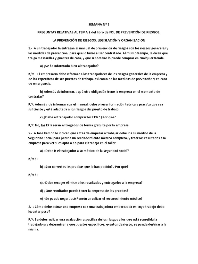 EJERCICIOS - Tema 9 - PRL (TEMA 2 DEL LIBRO) | PDF | Business | Bienestar