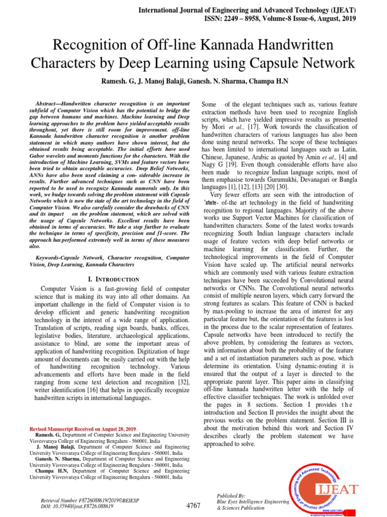 Recognition of Off-Line Kannada Handwritten Charac PDF | PDF | Deep Learning | Artificial Neural ...