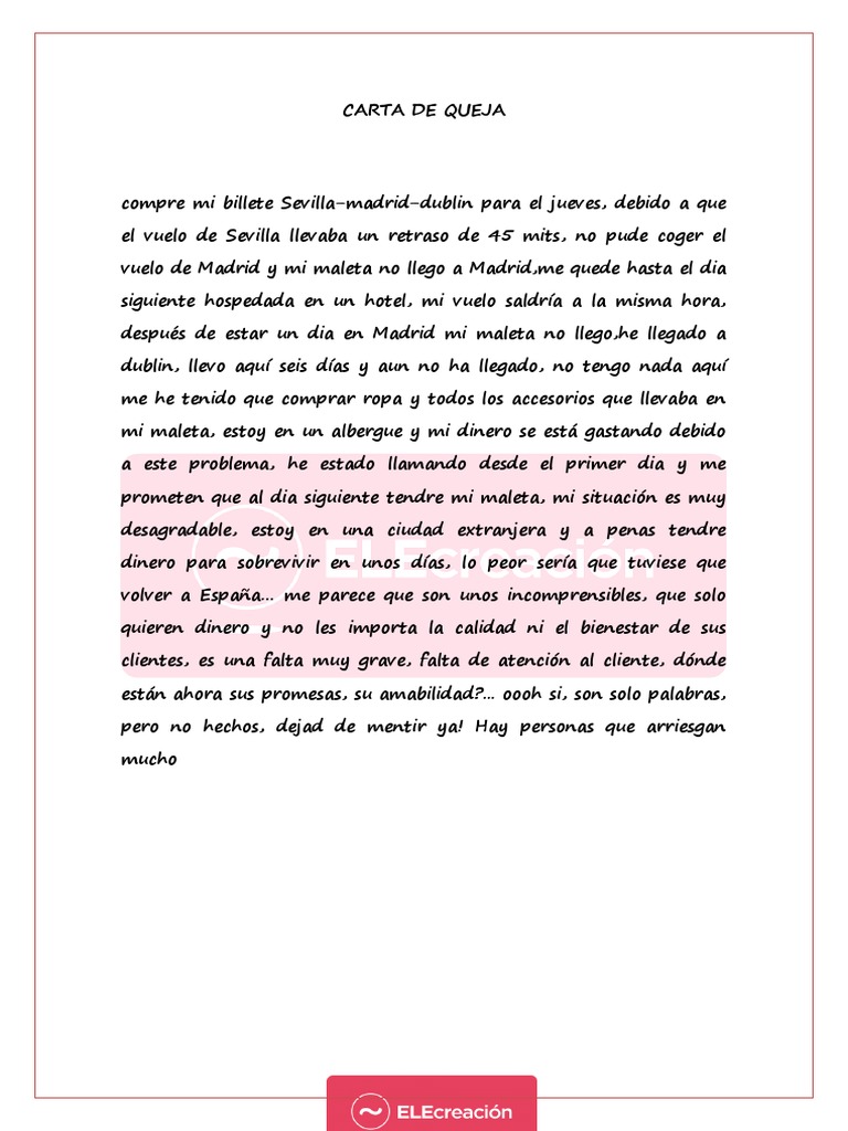 Carta de Queja | PDF
