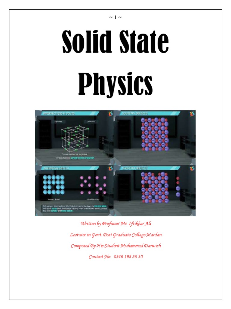 Solid State Physics (SSP) | PDF | Electrical Resistivity And ...