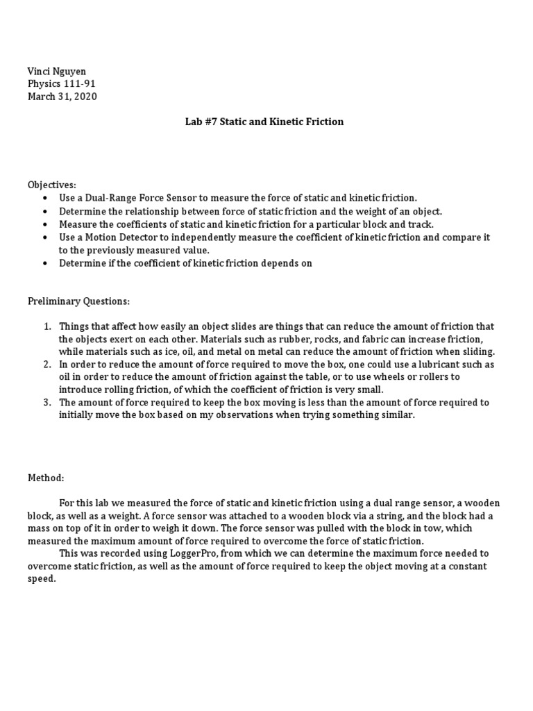 Physics Lab: Friction Analysis | PDF | Friction | Natural Philosophy