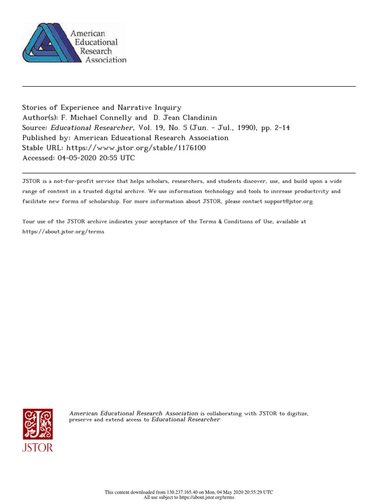 Stories of Experience and Narrative Inquiry | PDF | Narrative | Social ...