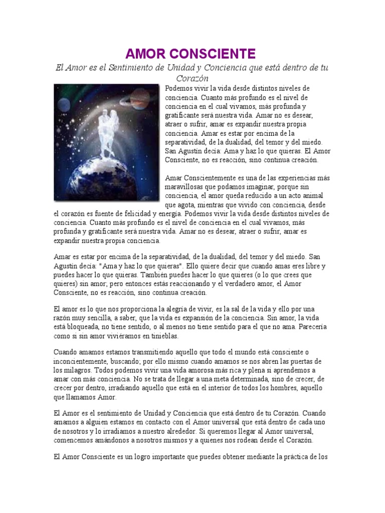 Anonimo - Relatos - Amor Consciente | Descargar gratis PDF | Vida | Amor