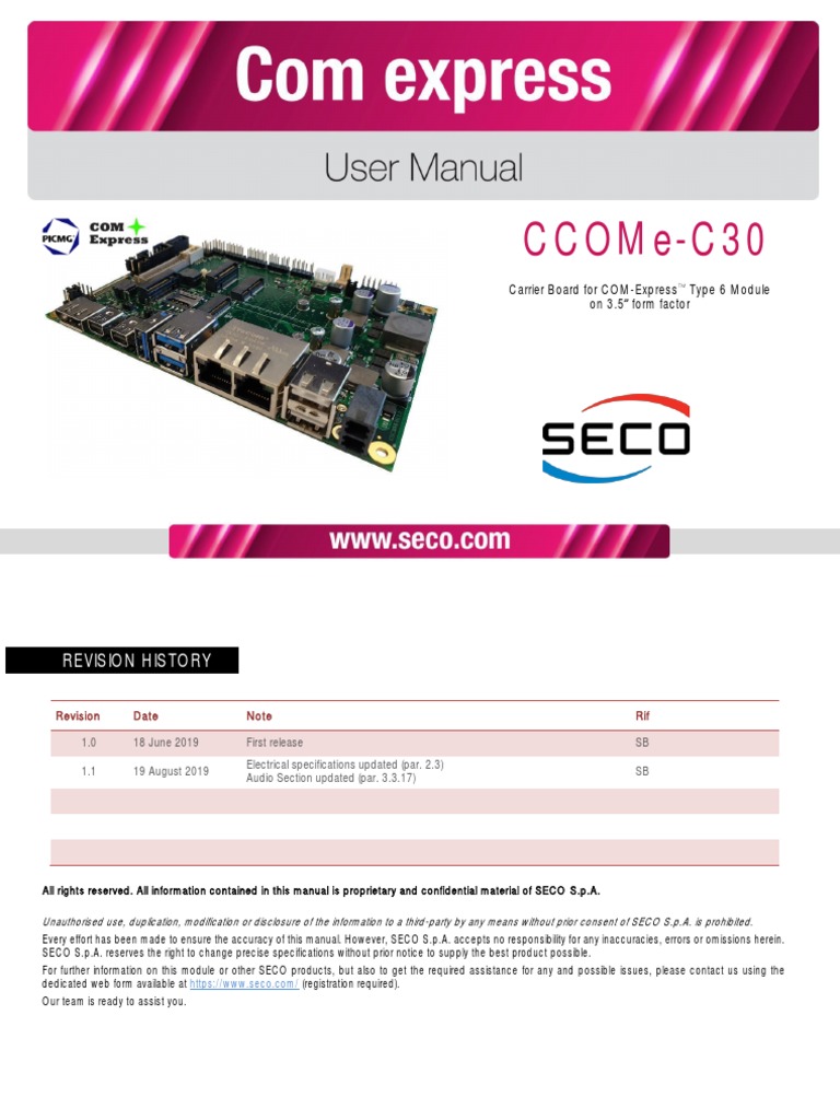 Ccome-C30: Carrier Board For Com-Express Type 6 Module On 3.5" Form Factor | PDF | Hdmi ...