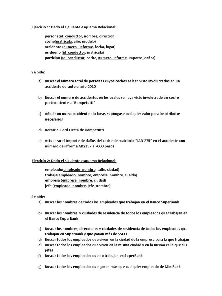 Ejercicios SQL | PDF