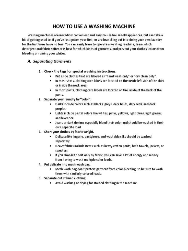 How To Use A Washing Machine | PDF | Washing Machine | Clothing