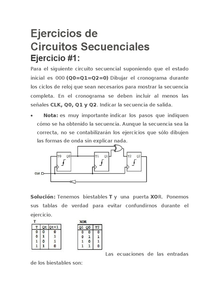 Ejercicios de Circuitos Secuenciales | PDF | Electrónica | Ingeniería Informática
