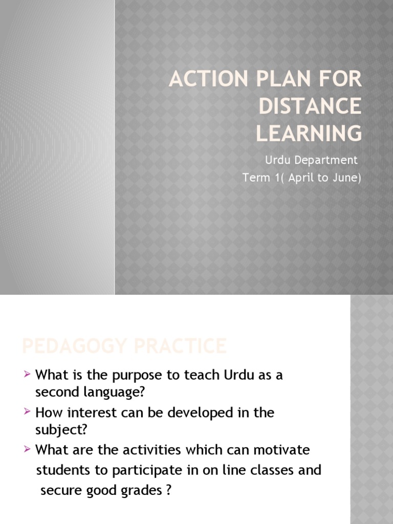 Action Plan For Distance Learning | PDF