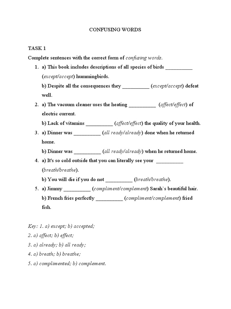 Confusing Words PDF | PDF | Adjective | Verb