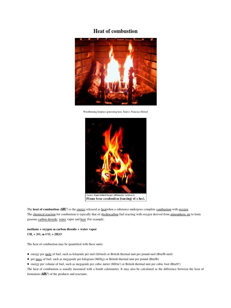 Heat of Combustion: Methane + Oxygen CH + 2O + 2H O | PDF | Combustion ...