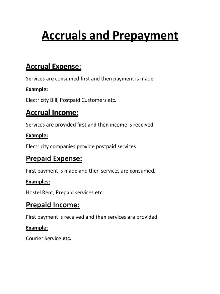 Accruals & Prepayments Definitions | PDF