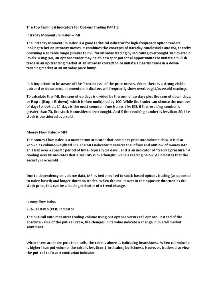 The Top Technical Indicators For Options Trading PART 2 | PDF | Day ...