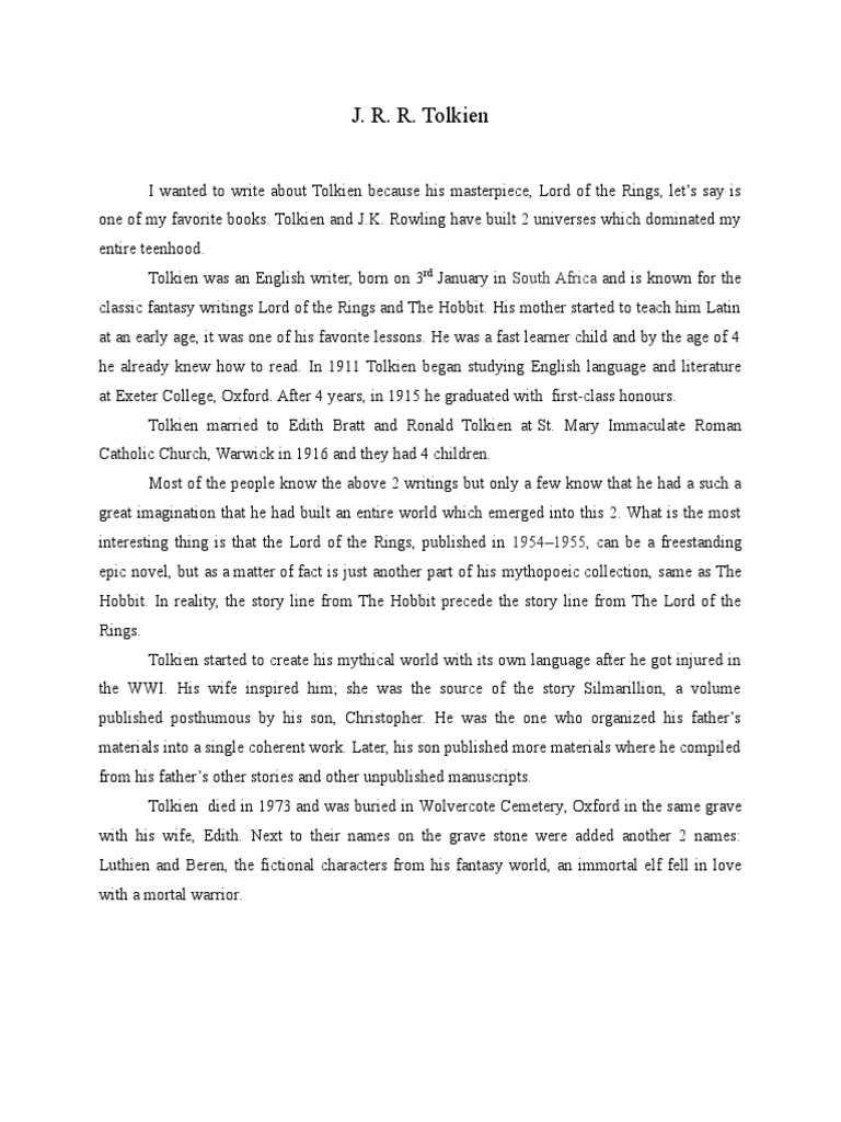 J. R. R. Tolkien: South Africa | PDF