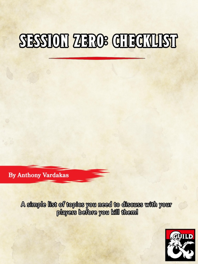 Session 0 Checklist PDF | Download Free PDF | Dungeons & Dragons ...