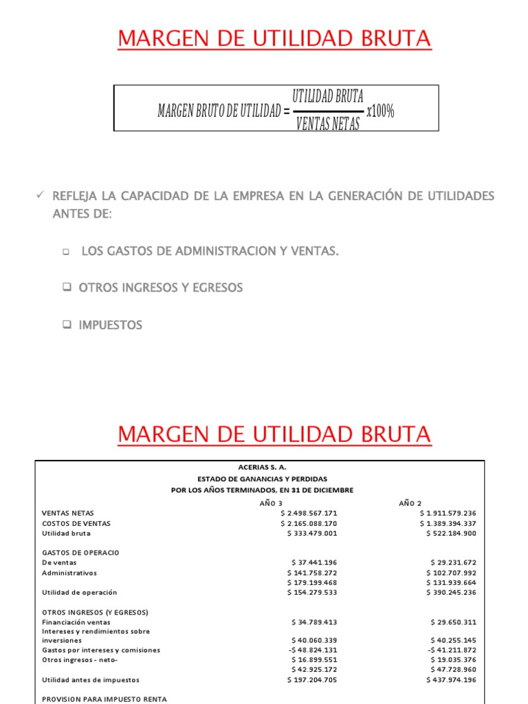 Margen de Utilidad Bruta | PDF | Margen bruto | Economias