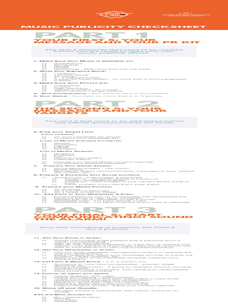 Cyber PR Music Publicity Checksheet | PDF | Social Media | Popular ...