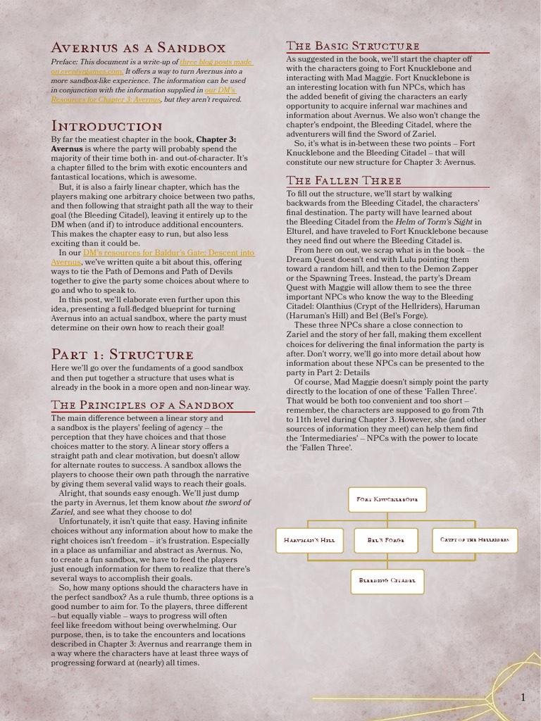 Avernus Sandbox: Enhancing Chapter 3 | PDF