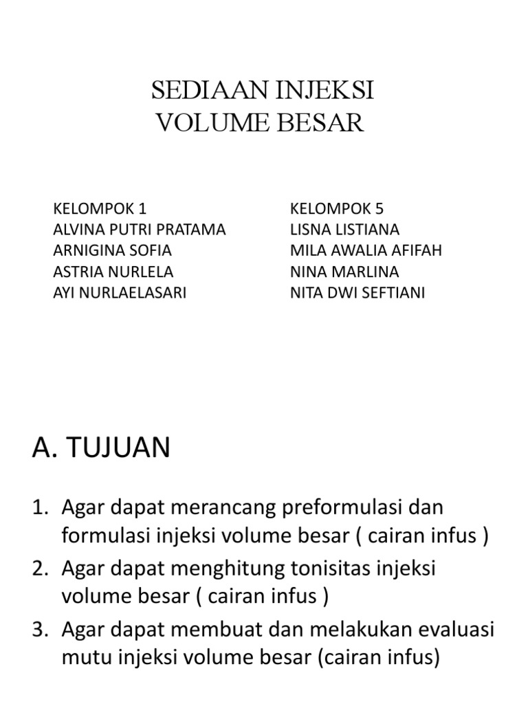 Sediaan Injeksi Volume Besar | PDF | Memasak, Makanan, & Anggur