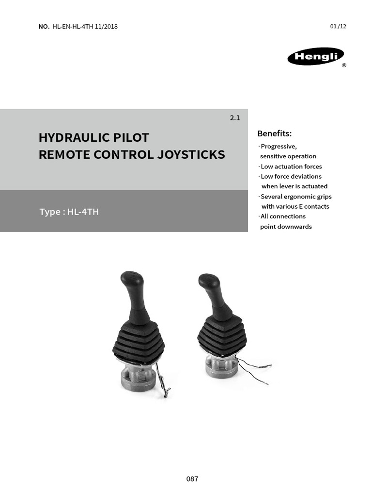 Hydraulic Pilot Remote Control Joysticks: Type: HL-4TH | PDF | Loader ...