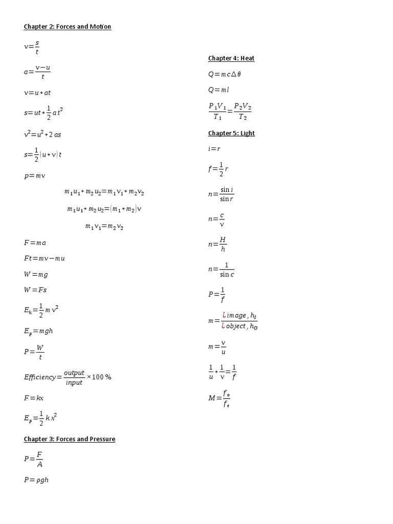 List of Equations | PDF