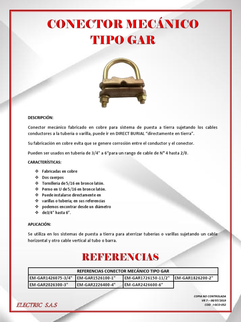 I-Gco-052 Conector Mecanico Tipo Gar Mallas A Tierra | PDF