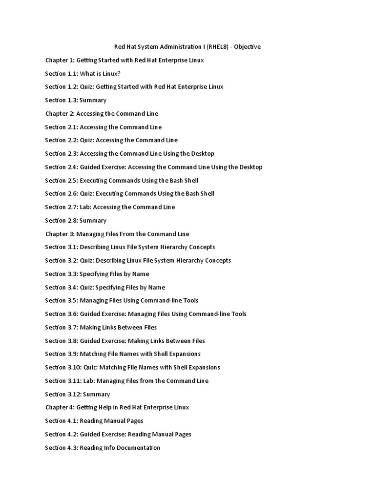 Red Hat System Administration Objectives | PDF | Secure Shell | Command Line Interface