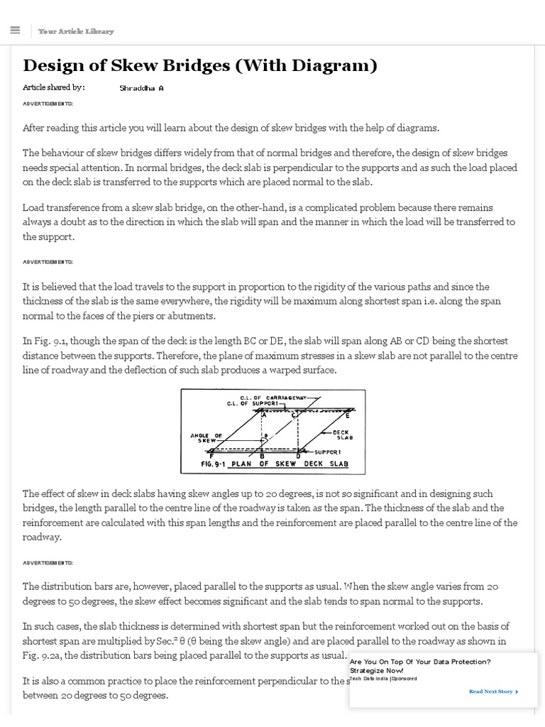 Design of Skew Bridges (With Diagram) | PDF | Bridge | Angle