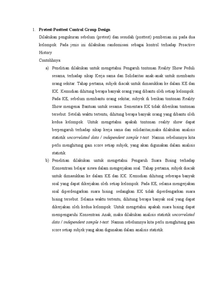 Pretest-Posttest Control Group Design | PDF | Sains & Matematika | Komputer