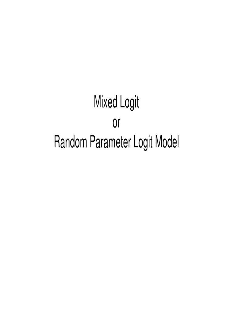 Mixed Logit or Random Parameter Logit Model | PDF | Probability Distribution | Probability Theory