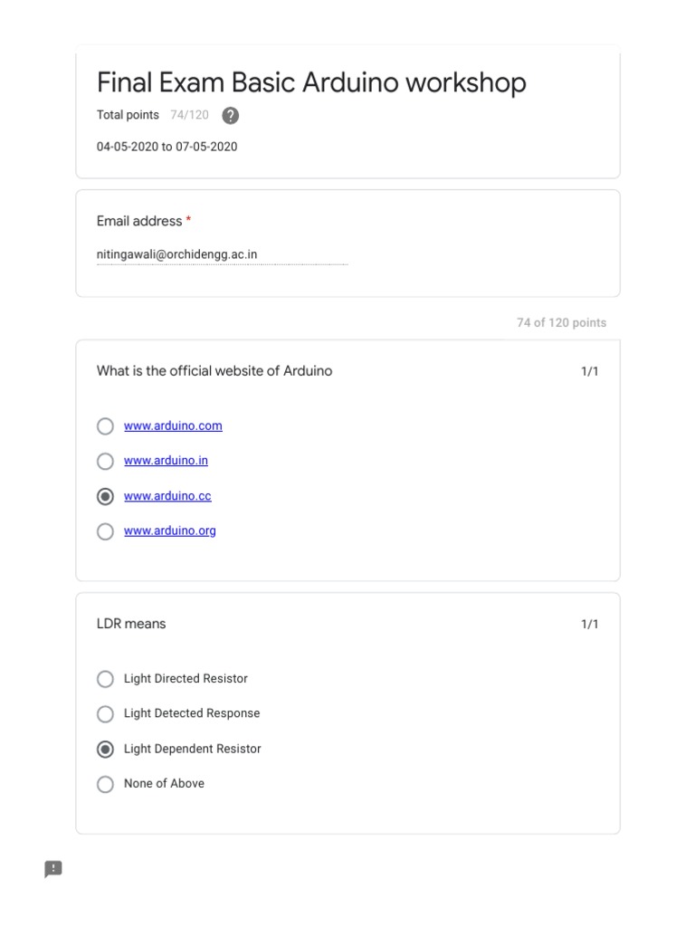 Final Exam Basic Arduino Workshop PDF | PDF | Arduino | Internet Of Things