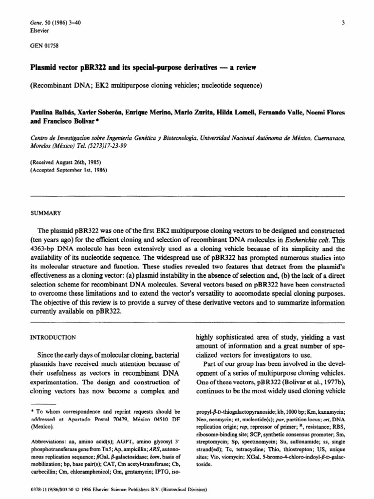 Plasmid pBR322 | PDF | Molecular Cloning | Vector (Molecular Biology)