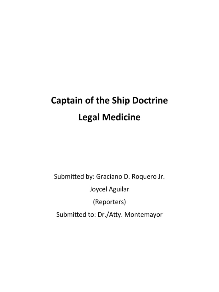Captain of The Ship Doctrine | PDF | Surgeon | Medicine