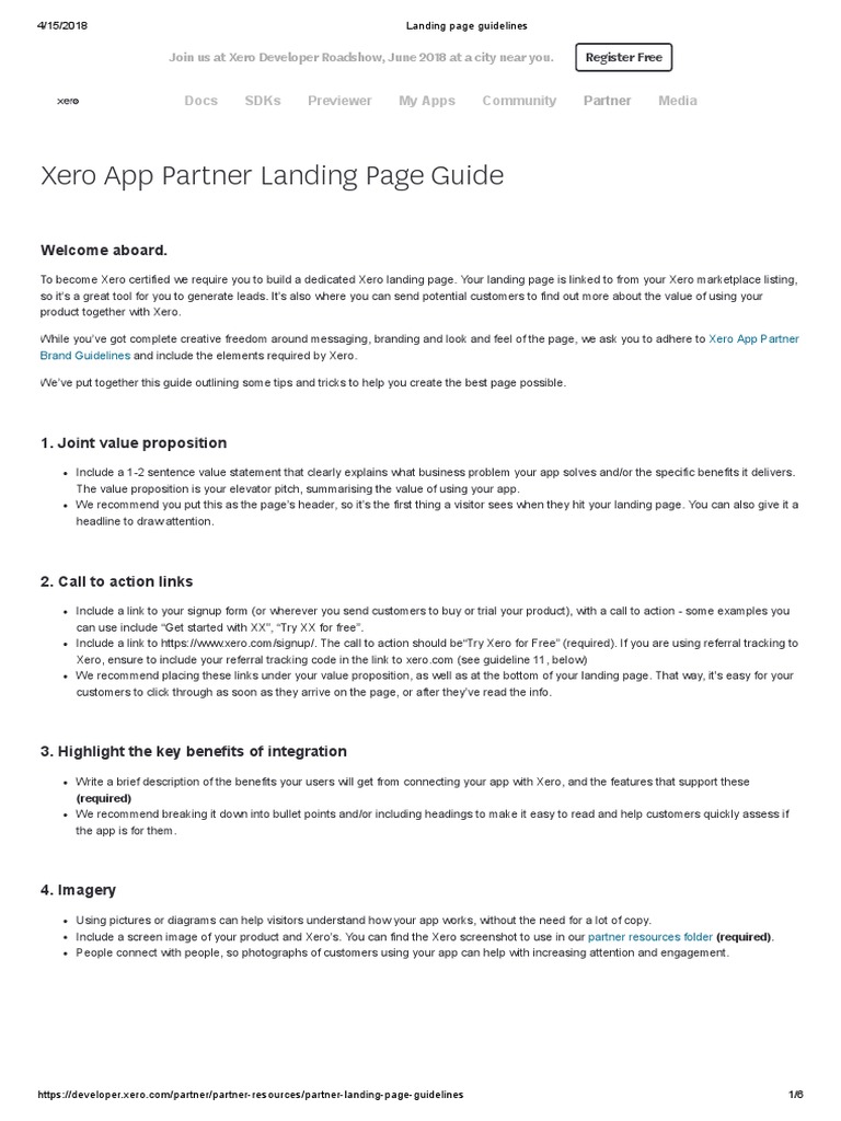 Xero App Partner Landing Page Guide: Welcome Aboard | PDF | Http Cookie ...