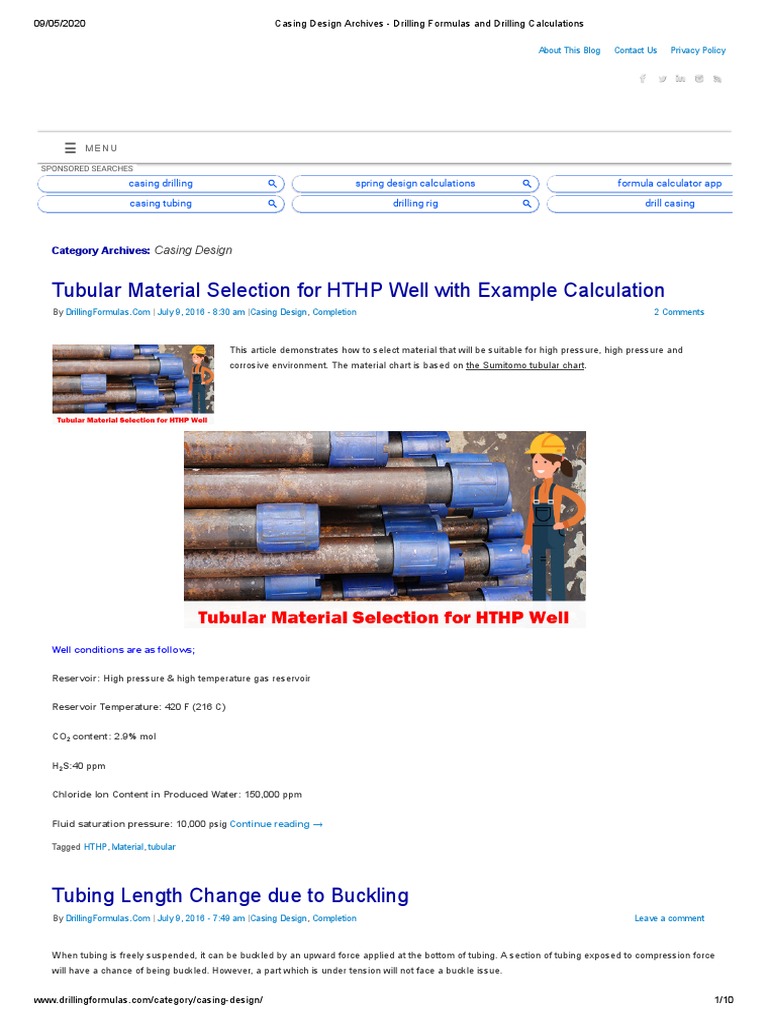 Casing Design Archives - Drilling Formulas and Drilling Calculations ...