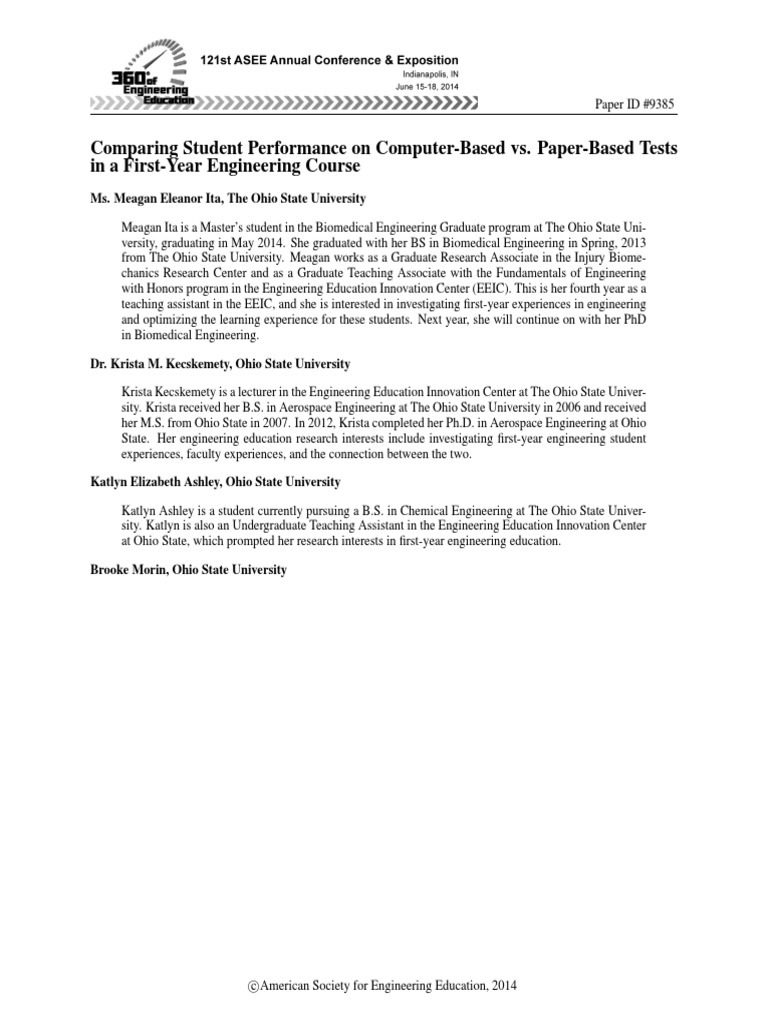 Comparing Student Performance On Computer-Based vs. Paper-Based Tests ...