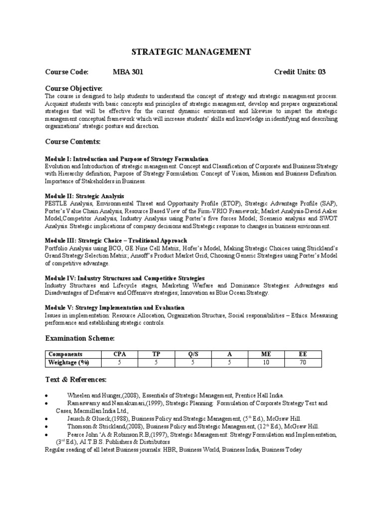 Mba-301-Strategic Management | PDF | Strategic Management | Leadership