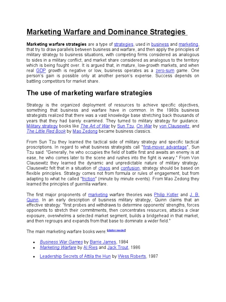 Marketing Warfare and Dominance Strategies | PDF | Military | Military ...