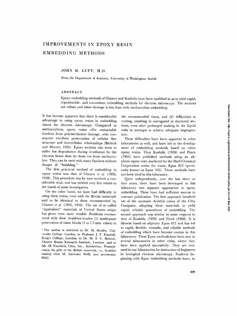 Improvements in Epoxy Resin Embedding Methods: Et Al | PDF | Epoxy ...
