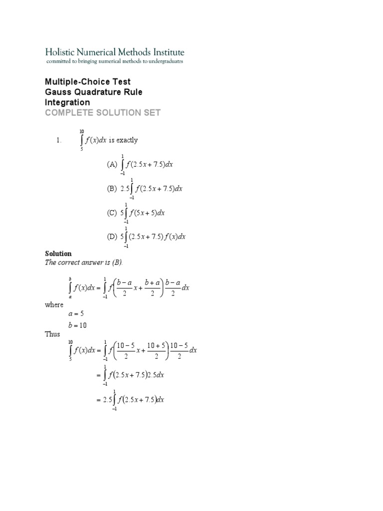 Gauss Quadrature Integration Techniques | PDF | Integral | Flow Measurement